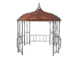 4057651528137 - Pergola Cabrera Rundpavillon Garten Pavillon stabiles Stahl-Gestell Ø 3m ~ terracotta-braun