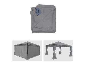 4057651542225 - 4er-Set Seitenwand für Pergola Calpe Ersatzseitenwand Pavillon 4x4m Polyester ~ hellgrau