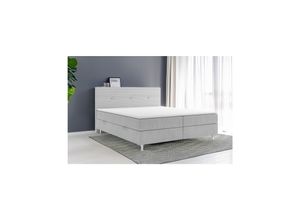 4262413691701 - Boxspringbett RIO mit Bettkasten 180 x 200 cm Webstoff Bett Bettkasten Topper - versch Ausführungen - Grau