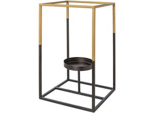 4064118115977 - Teelichthalter CREATIV DECO gold (goldfarben) B2000cm H3500cm T2000cm Metall Kerzenhalter mit Glas für Stumpenkerzen Höhe ca 35 cm