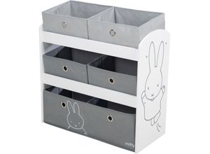 4005317317045 - Kinderregal ROBA miffy grau Baby Gr B H T 64cm x 67cm x 30cm offene Fächer grau MDF Regale inklusive 5 Stoffboxen in 2 Größen