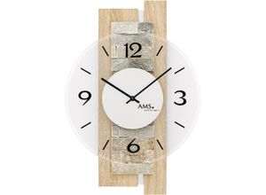 4037445154162 - Wanduhr AMS W9542 braun (transparent braun) Wanduhren B H L 6cm x 40cm x 28cm QuarzuhrHolzWohnzimmerEsszimmerKücheArbeitszimmerBüroFlur