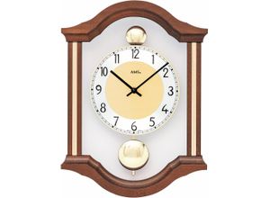 4037445154476 - Pendelwanduhr AMS W7447 1 braun (nussbaumfarben) Wanduhren B H L 6cm x 34cm x 26cm Quarzuhr Holzgehäuse NussbaumEsszimmerWohnzimmerMade in Germany