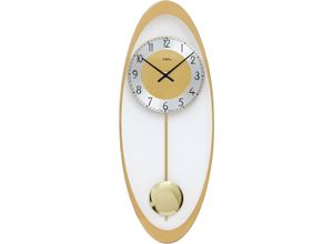 4037445151789 - Pendelwanduhr AMS W7417 gold (goldfarben) Wanduhren B H L 19cm x 3cm x 50cm QuarzuhrGlasgehäuseEsszimmerWohnzimmerMade in Germany