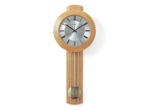 4037445135284 - Funk-Pendelwanduhr AMS F5132 18 braun (buchefarben) Wanduhren B L 60cm x 25cm Quarzuhr HolzgehäuseBucheEsszimmerWohnzimmerMade in Germany