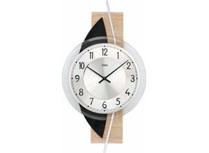 4037445154254 - Wanduhr AMS W9551 schieferfarben silberfarben sonomafarben Wanduhren B H L 6cm x 42cm x 23cm QuarzuhrHolzWohnzimmerEsszimmerKücheMade in GermanyBüroFlur