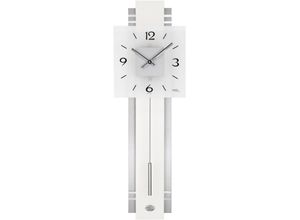 4037445139350 - Pendelwanduhr AMS W7302 silber (weiß silberfarben) Wanduhren B H L 22cm x 7cm x 68cm Quarzuhr Holz- AluminiumgehäuseEsszimmerWohnzimmerMade in Germany