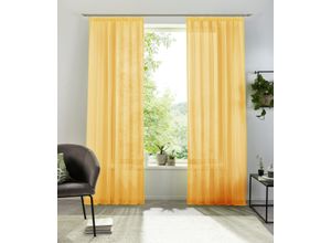 6941446605562 - Gardine MY HOME XANA Gr 4 gelb B140cm H245cm Voile Polyester Gardinen Voile Bestseller einfarbig 1 bzw 2 Schals pflegeleicht unifarben