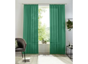 6941446610658 - Gardine MY HOME XANA Gr 3 grün (dunkelgrün) B145cm H225cm Voile Polyester Gardinen Voile Bestseller einfarbig 1 bzw 2 Schals pflegeleicht unifarben