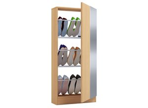 4051814424274 - Schuhschrank Holz Schuhschrank Schuhkommode Fulisa L Spiegel Gr 50 braun (buche) B50cm H112cm T17cm Obermaterial 100% Holz Wood Schränke