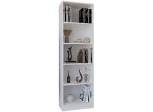 4051814420641 - Standregal Holz Stand Regal Bücher Bücherregal Dilos XL 5f Gr 56 weiß B56cm H183cm T30cm Holzwerkstoff Holz Spanplatte Regale