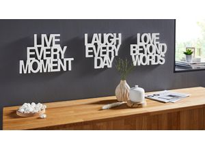 6935701204577 - Wanddekoobjekt ANDAS Schriftzug Live every Moment - Love beyond Words Laugh Day Wanddekoobjekte Gr B H T 38 cm x 27 cm x 2 cm Spruch weiß Wanddekoration Wanddekoobjekte Wanddeko