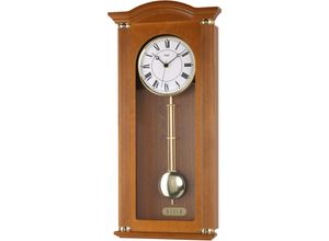 4037445142015 - Funk-Pendelwanduhr AMS F5014 9 braun (kirschbaumfarben) Wanduhren B H L 28cm x 10cm x 64cm Quarzuhr Holz- Glasgehäuse Erle KirscheEsszimmerMade in Germany