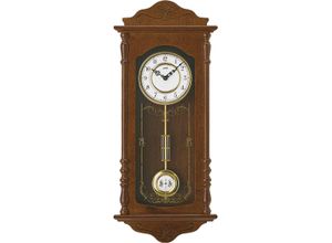 4037445130463 - Pendelwanduhr AMS W7013 1 braun (nussbaumfarben) Wanduhren B H L 30cm x 10cm x 68cm Quarzuhr Holz- GlasgehäuseErle nussbaumfarbenMade in Germany