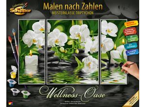 4000887926819 - Malen nach Zahlen SCHIPPER Meisterklasse Triptychon - Wellness-Oase Malvorlagen bunt Kinder Basteln Malen Kosmetik Schmuck Made in Germany