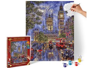 4000887918739 - Malen nach Zahlen SCHIPPER Meisterklasse Premium - Vollmond über London Malvorlagen bunt Kinder Basteln Malen Kosmetik Schmuck Made in Germany