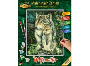 4000887928387 - Malen nach Zahlen SCHIPPER Meisterklasse Klassiker - Wolfsmutter Malvorlagen bunt Kinder Basteln Malen Kosmetik Schmuck Made in Germany