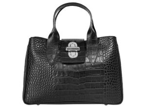 4260405120949 - Henkeltasche CLUTY Damen Gr B H T 35cm x 23cm x 17cm onesize schwarz Leder glänzend Taschen echt Leder Made in Italy