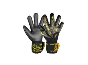 4060485484838 - Torwarthandschuhe REUSCH Attrakt Duo Finger Support Damen Gr 105 gold (schwarz goldfarben) 50% Elastodien 25% Polyester 20% Polypropylen 5% Polyamid mehrfarbig Handschuhe mit Evolution Negative Cut