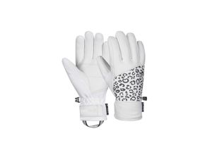 4060485447475 - Skihandschuhe REUSCH Beatrix R-TEX XT Damen Gr 7 grau (weiß grau) 69% Polyester 18% Ziegenleder 11% Polyamid 2% Elasthan mehrfarbig Feminin Handschuhe mit wasserdichter Membran