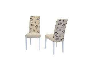 4046884083230 - Möbel Direkt Online - Attraktiver Polsterstuhl Charlotte Beine Weiß Stoff beige (2Stk)