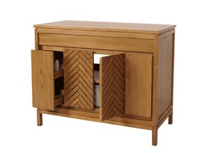4057651878843 - Teak-Waschbeckenunterschrank MCW-M74 Waschtisch Schrank hochwertiges B-Grade-Teak (Kernholz 20-30 Jahre) 86x106x56cm