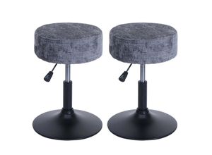 4057651825250 - 2er-Set Hocker MCW-C22 Sitzhocker höhenverstellbar drehbar Ø 37cm Stoff Chenille (465g m²) MVG ~ dunkelgrau