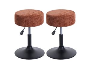 4057651825236 - 2er-Set Hocker MCW-C22 Sitzhocker höhenverstellbar drehbar Ø 37cm Stoff Chenille (465g m²) MVG ~ terrakotta