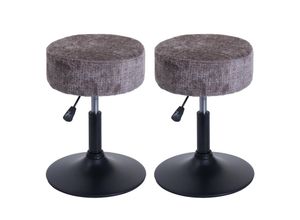 4057651825304 - 2er-Set Hocker MCW-C22 Sitzhocker höhenverstellbar drehbar Ø 37cm Stoff Chenille (465g m²) MVG ~ braun
