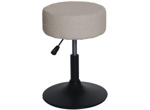 4057651884578 - Hocker MCW-C22 Sitzhocker Schminkhocker höhenverstellbar drehbar Ø 37cm Stoff Bouclé (450g m²) MVG ~ beige