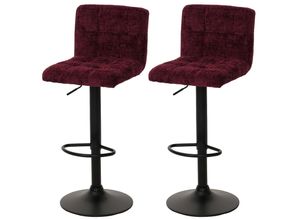 4057651693040 - 2er-Set Barhocker MCW-G87 Tresenhocker Barstuhl höhenverstellbar drehbar Stoff Chenille (465g m²) MVG ~ bordeaux