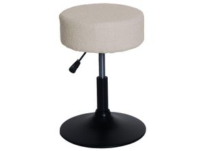 4057651884554 - Hocker MCW-C22 Sitzhocker Schminkhocker höhenverstellbar drehbar Ø 37cm Stoff Bouclé (450g m²) MVG ~ creme-weiß