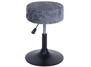 4057651825090 - Hocker MCW-C22 Sitzhocker Schminkhocker höhenverstellbar drehbar Ø 37cm Stoff Chenille (465g m²) MVG ~ dunkelgrau