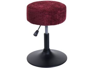 4057651825212 - Hocker MCW-C22 Sitzhocker Schminkhocker höhenverstellbar drehbar Ø 37cm Stoff Chenille (465g m²) MVG ~ bordeaux
