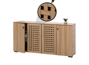 4057651849133 - Sideboard MCW-N87 Kommode Schrank Anrichte 3D-Flecht-Design 4 Türen 9 Staufächer 83x159x37cm ~ braun