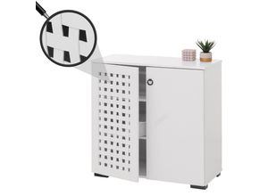 4057651704333 - Kommode MCW-N87 Sideboard Schrank Anrichte 3D-Flecht-Design 2 Türen 3 Staufächer Soft-Close 82x80x37cm ~ weiß