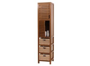 4057651704173 - Teak-Hochschrank MCW-M84 Badschrank Highboard hochwertiges B-Grade-Teak (Kernholz 20-30 Jahre) 120x40x40cm
