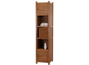 4057651913995 - Teak-Hochregal MCW-M87 Badschrank Badregal Badezimmer hochwertiges B-Grade-Teak (Kernholz 20-30 Jahre) 181x40cm