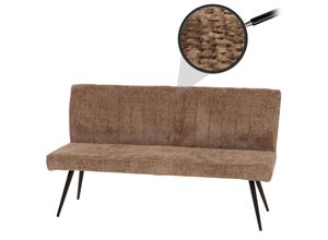 4057651664873 - Sitzbank MCW-K16 Esszimmerbank Bank Polsterbank Rückenlehne Stoff Textil Chenille Metall 160cm ~ braun