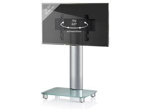 4012246171105 - TV Standfuß Alu Fernseh Ständer rollbar ESG-Sicherheitsglas Maße ca H 100 x B 60 x T 44 cm - Bilano