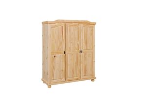 4010340301107 - Altri - Kleiderschrank mit drei Flügeltüren in Kiefer massiv Farbe Eiche 150 x 180 x 56 cm