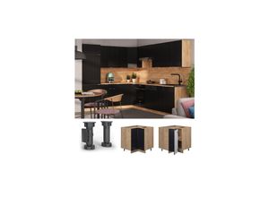 4066731456963 - Eckunterschrank Fame-Line Eiche Schwarz gestreift 87 cm ohne Arbeitsplatte