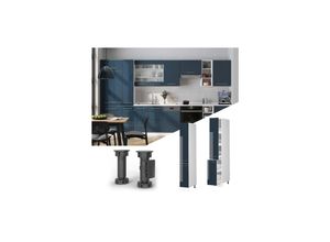 4066731413157 - Apothekerhochschrank Fame-Line Weiß Dunkelblau Hochglanz 30 cm