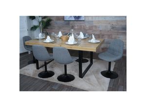 4057651807300 - 6er-Set Esszimmerstuhl MCW-A60 Küchenstuhl Stuhl Drehstuhl Stahl MVG Stoff Textil Bouclé (450g m²) ~ dunkelgrau