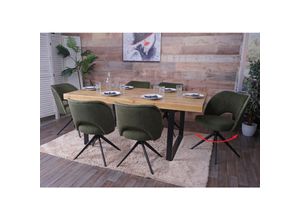 4057651692210 - 6er-Set Esszimmerstuhl MCW-N72 Polster-Küchenstuhl drehbar Auto-Return Stoff Textil (420g m²) Öko-Tex ~ grün