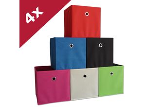 4051814366086 - 4er Set Faltbox Klappbox Stoff Kiste Faltschachtel Maße ca H 28 x B 27 x T 27 cm Regalbox - Boxas