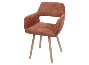 4057651875507 - Esszimmerstuhl MCW-A50 II Stuhl Küchenstuhl Polsterstuhl Holz Stoff Textil Chenille (465g m²) MVG ~ terrakotta