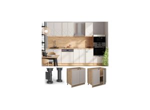 4066731452378 - Unterschrank Fame-Line Eiche Grau-Beige gerahmt 80 cm mit Arbeitsplatte Anthrazit