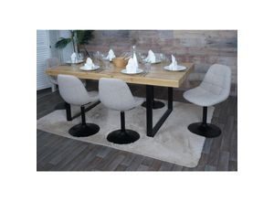 4057651807249 - 6er-Set Esszimmerstuhl MCW-A60 Küchenstuhl Stuhl Drehstuhl Stahl MVG Stoff Textil Bouclé (450g m²) ~ taupe