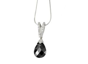 4006046137485 - Kette mit Anhänger CELESTA 925 Sterling Silber Zirkonia weiß und schwarz Halsketten Gr 42 + 5cm Silber 925 (Sterlingsilber) Länge 47 cm Breite 100 mm weiß Damen Ketten mit Anhänger